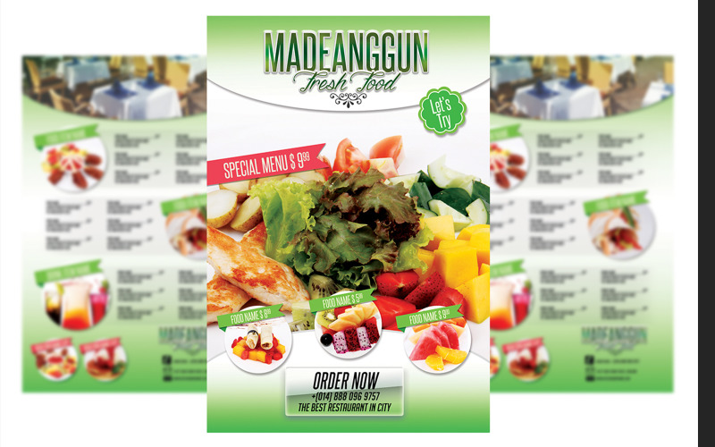 Menu du restaurant de produits frais - TemplateMonster