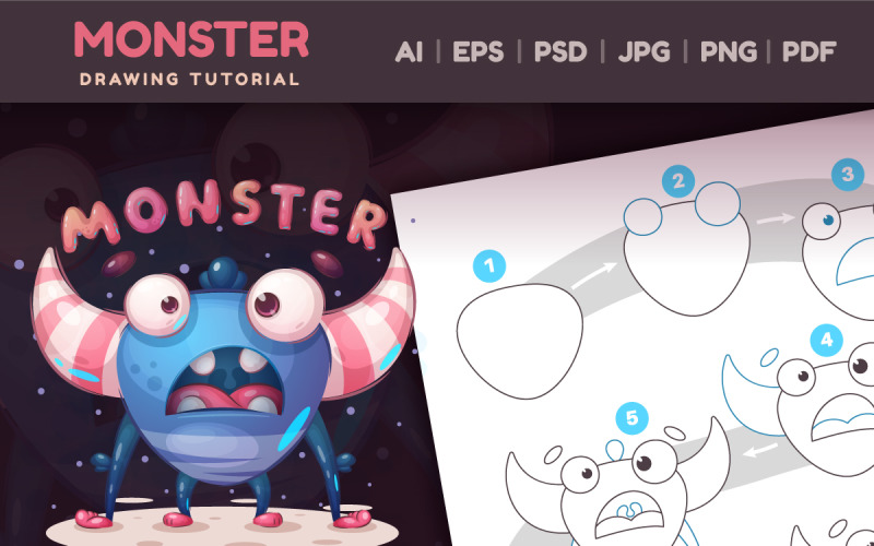 Monster Schritt für Schritt Zeichenstunde, Kinder-Tutorial