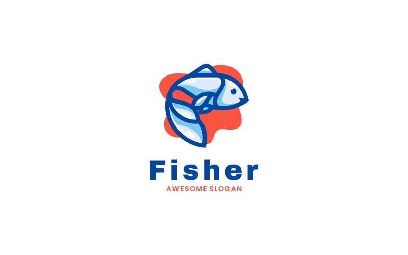Logo de mascotte simple poisson 1 #274118 - TemplateMonster