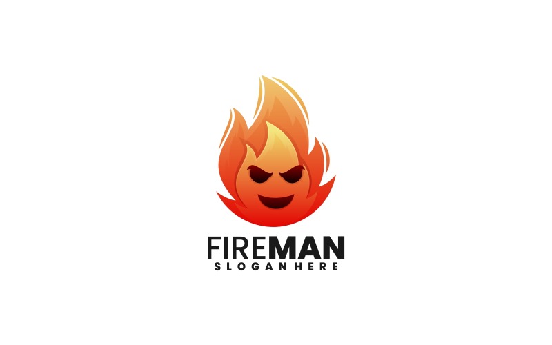 Logo de dessin animé de mascotte d'homme de feu