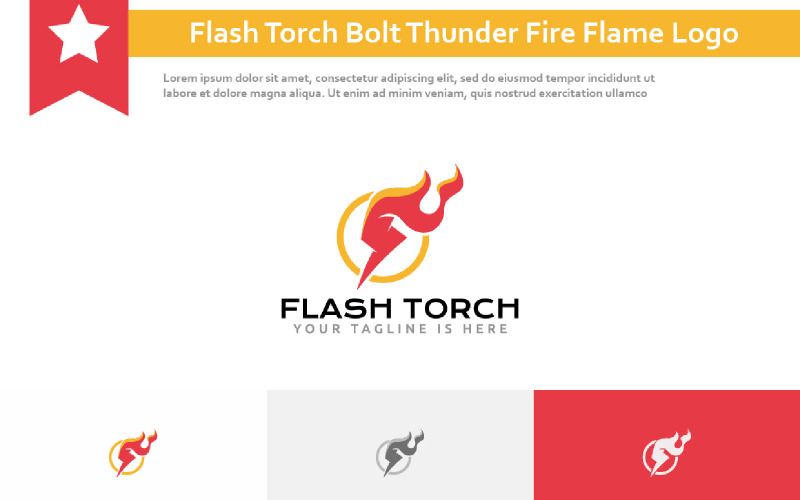 Flash Torch Bolt Thunder Ogień Płomień Logo - TemplateMonster