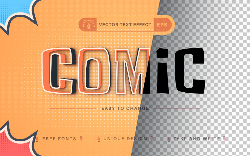 Comic Stroke - Bearbeitbarer Texteffekt, Schriftstil, Designillustration