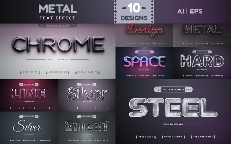 Set 10 Editable Text Effects | Font Styles, Design Illustration
