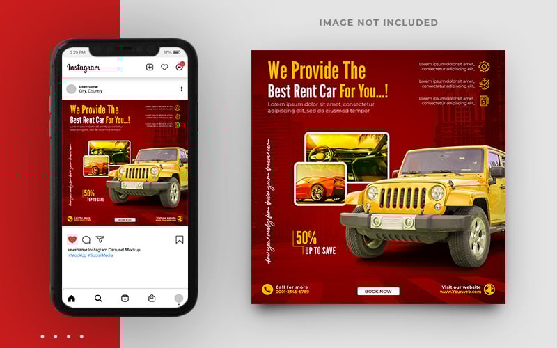 Car Rental Social Media Promo Post Banner Template