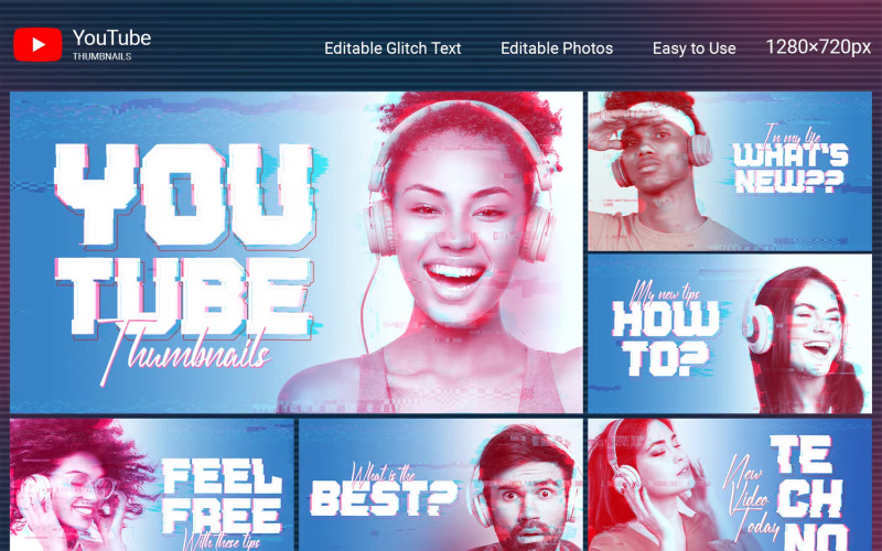 Glitch YouTube Thumbnail Templates #274788 - TemplateMonster