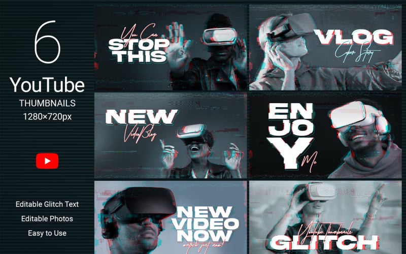 Glitch YouTube Thumbnails #274709 - TemplateMonster