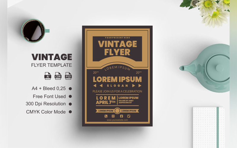 Plantilla de diseño de volante vintage - TemplateMonster
