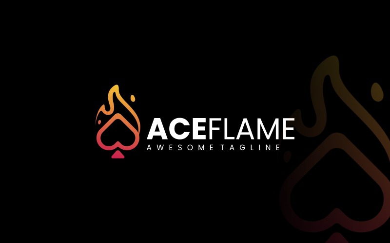 Ace Flame Line Art Gradient Logo #275402 - TemplateMonster