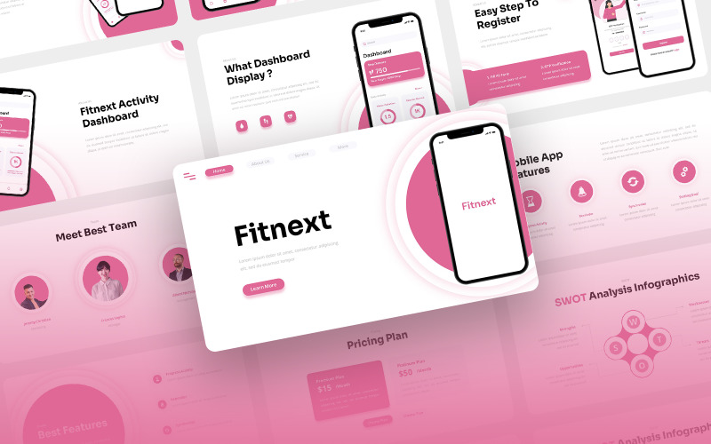 Fitnext - App per il fitness e modello di PowerPoint SAAS