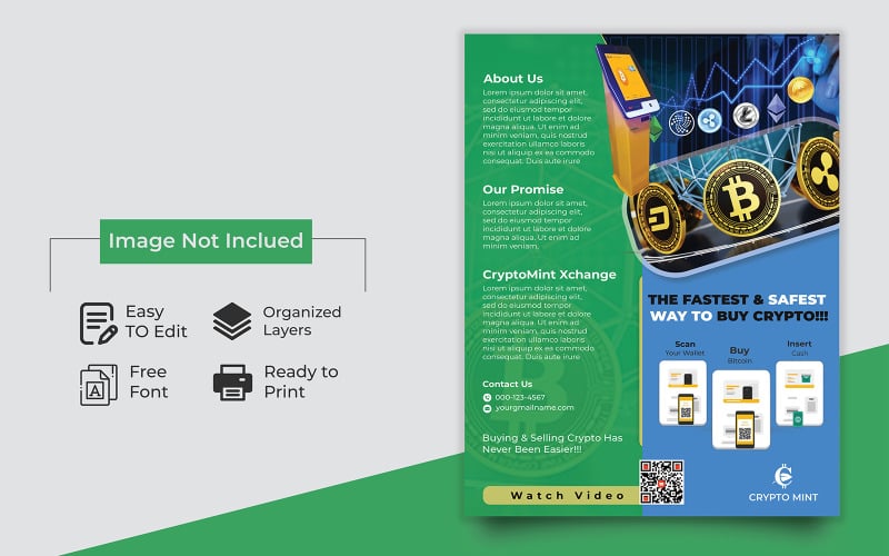 Cryptocurrency Flyer Design template - TemplateMonster