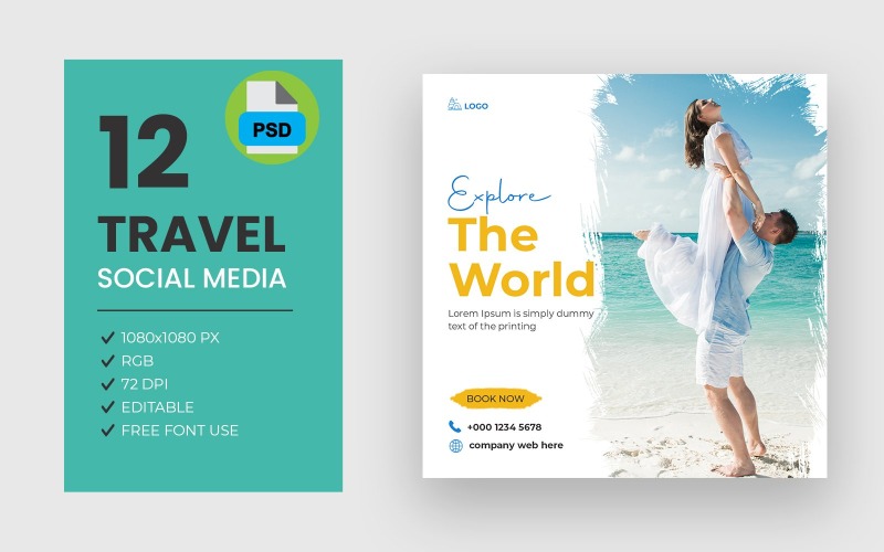 Tour Travel Social Media Post Bundle - TemplateMonster