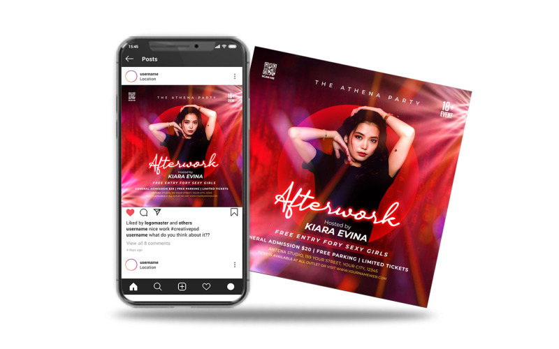Social media post night party afterwork - TemplateMonster