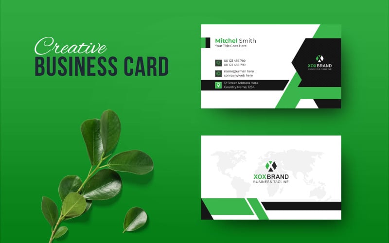 Business Card Template Design with 2 Colors - TemplateMonster