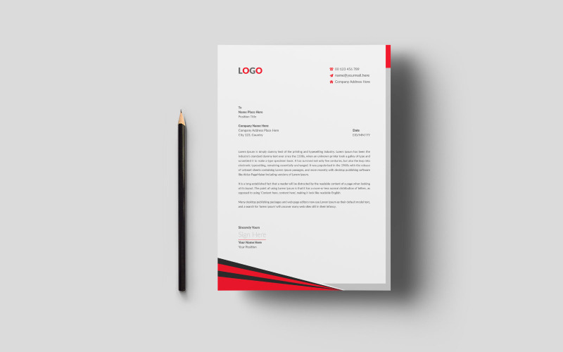 Modelo de design de papel timbrado da empresa com 4 cores