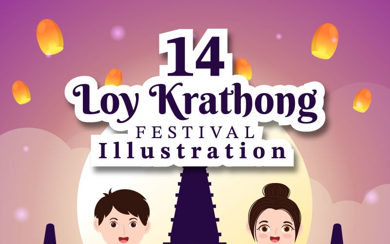 14 Festival de Loy Krathong Illustration - TemplateMonster