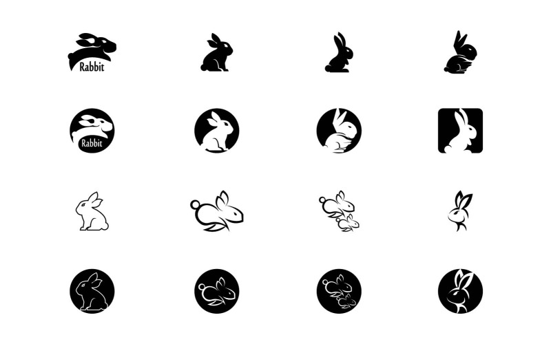 Plantilla de icono y símbolo de conejo negro 21
