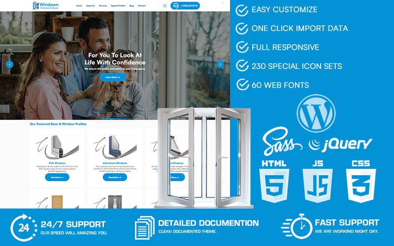 Windown - Windows & Doors WordPress 主题 - TemplateMonster