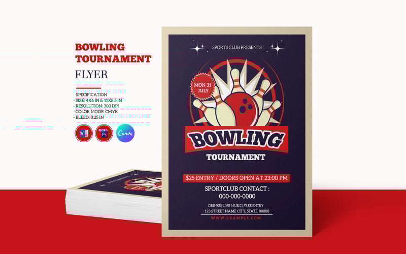Bowling Tournament Sport Flyer Template - TemplateMonster