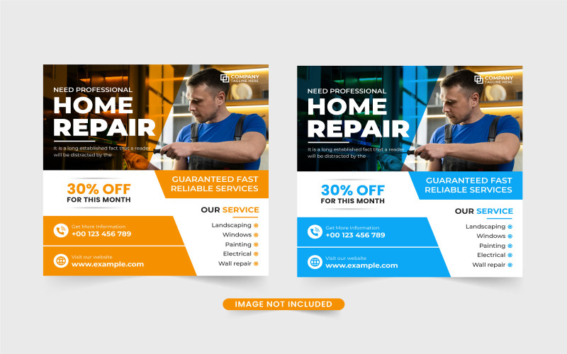 Home repair social media post vector - TemplateMonster