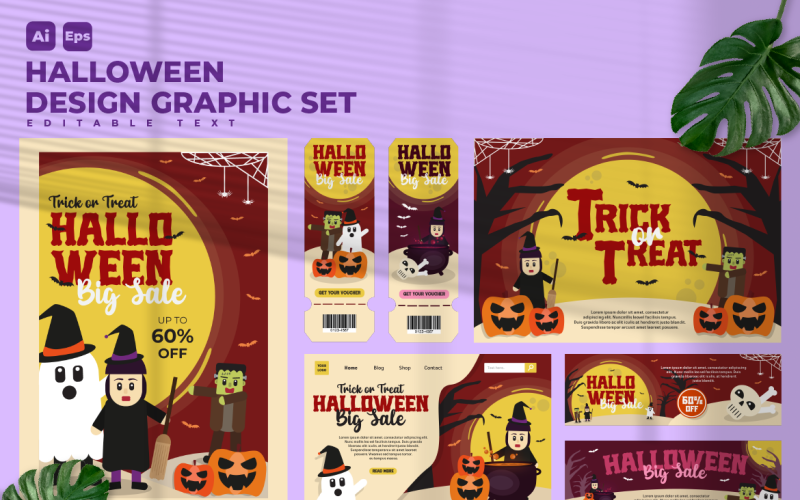 Ensemble graphique de conception d'Halloween V9