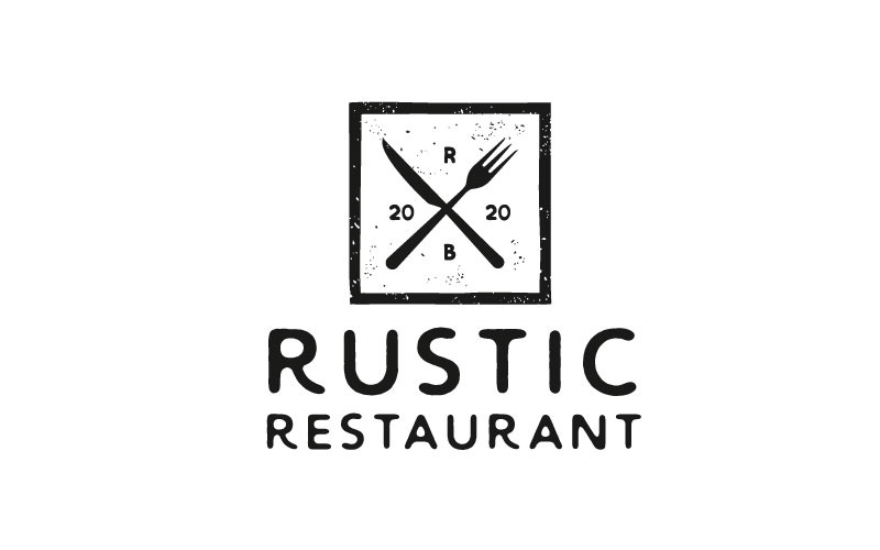Restoran Logo Tasarım Şablonu için Vintage Rustik Damga