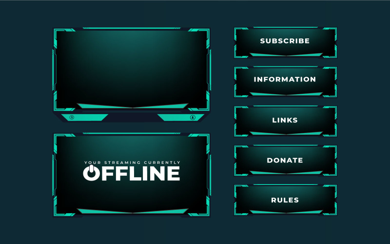 Green color live streaming overlay #277462 - TemplateMonster
