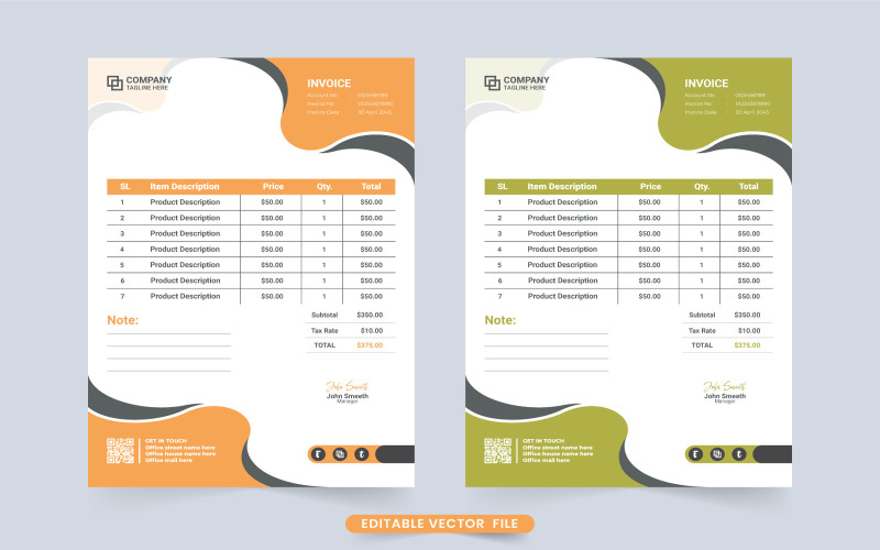 Modèle de reçu d'accord de paiement - TemplateMonster