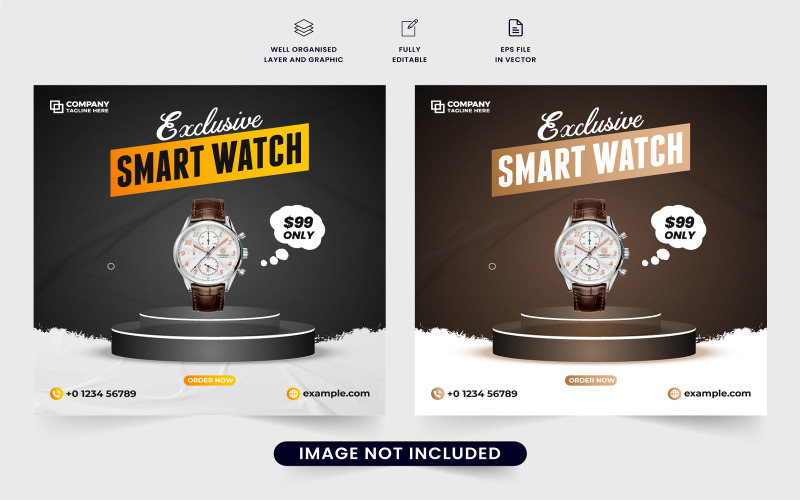 Digital watch web banner template vector - TemplateMonster