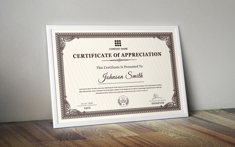 Classic Certificate Award Template #277754 - TemplateMonster