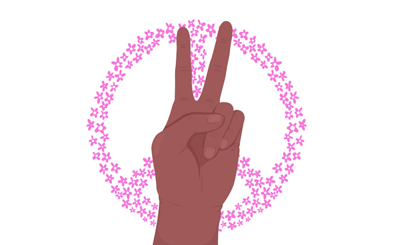 Peace semi flat color vector hand gesture - TemplateMonster
