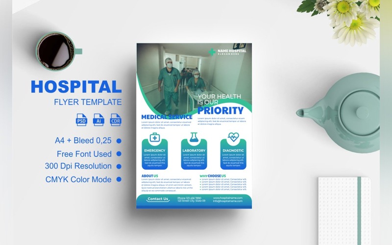 Hospital Flyer Design Template #278545 - TemplateMonster