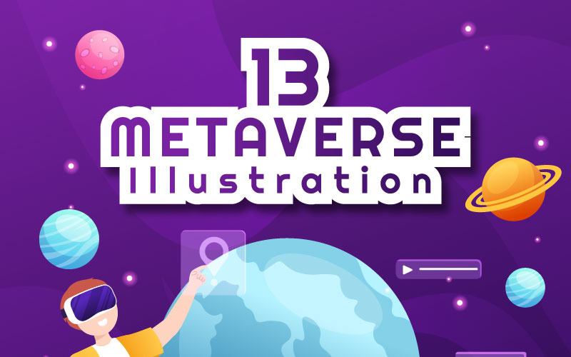 13 Metaverso Digital Realidad Virtual Ilustración