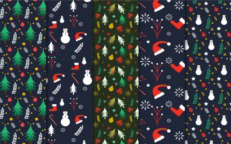 Abstract Christmas pattern bundle vector - TemplateMonster