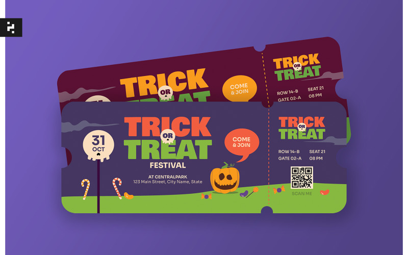 Modèle de ticket Trick or Treat #279202 - TemplateMonster
