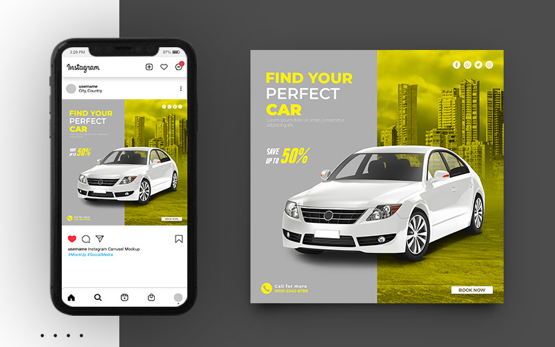 Social Media Rent Car Banner Template - TemplateMonster