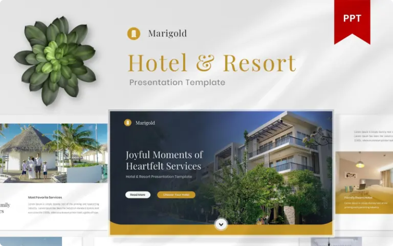 Marigold – Hôtel & Resort Modèle PowerPoint