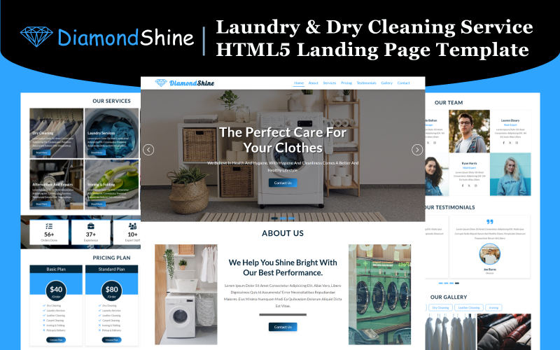 DiamondShine - Laundry & Dry Cleaning Service HTML5 Landing Page Template