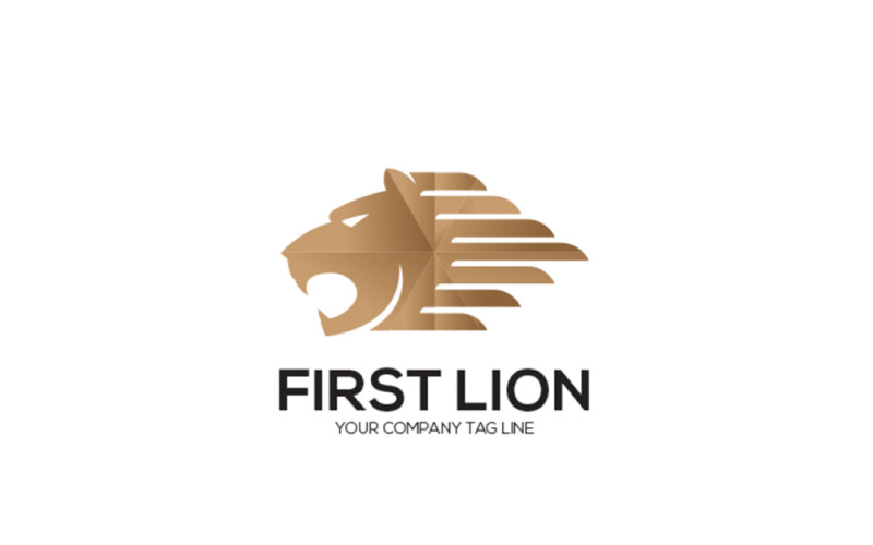 Modèle de logo du premier lion minimal mordant