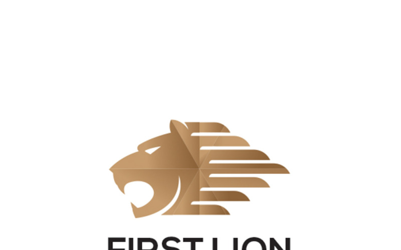 Modèle de logo du premier lion minimal mordant