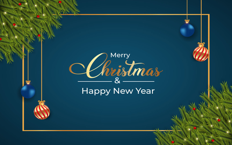 Banner di Natale con palla di decorazione - TemplateMonster