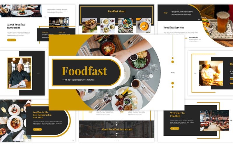 Foodfast - Alimentos y bebidas PowerPoint - TemplateMonster