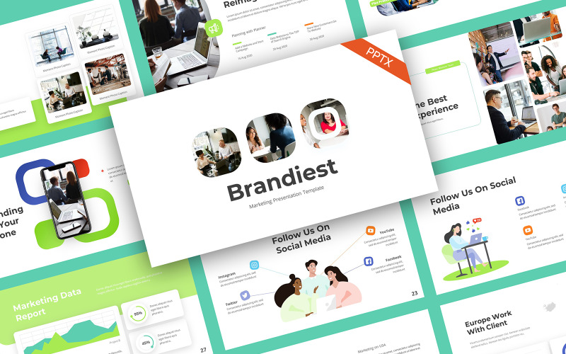 Modello PowerPoint di marketing creativo più brandy