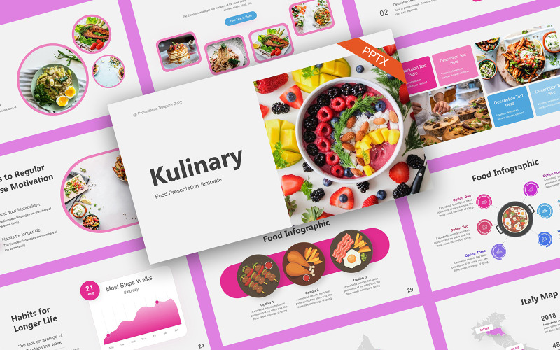 Kulinarisk modern mat PowerPoint-mall - TemplateMonster
