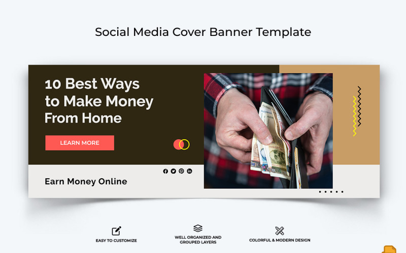 Online Money Earnings Facebook Cover Banner Design-002