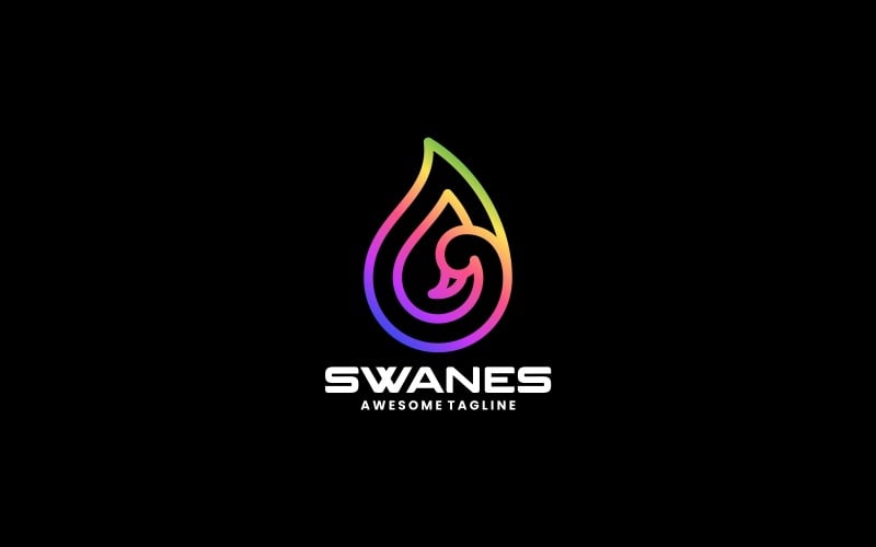 Swan Line Colorful Logo Style #281558 - TemplateMonster