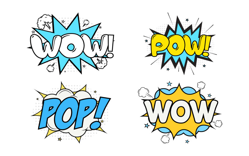 Comic Explosion Set Vector Text Speeches - TemplateMonster
