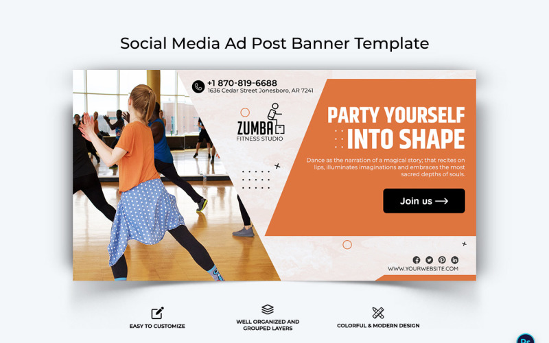 Zumba Dance Facebook Ad Banner Design Template-15