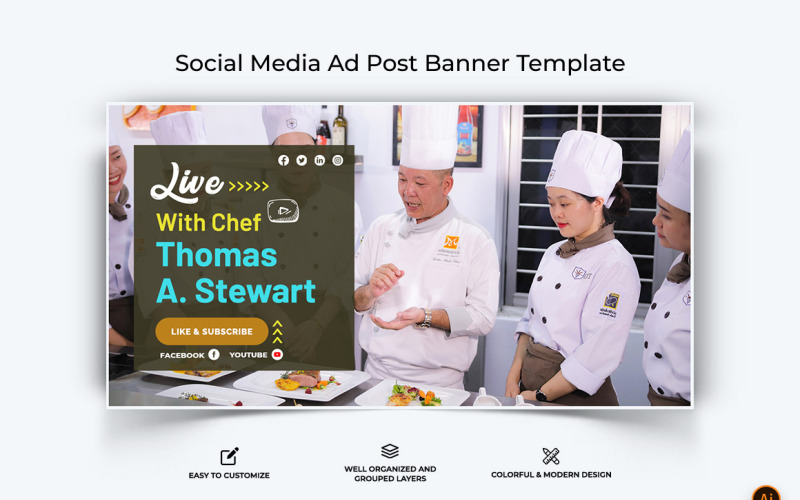Chef Cooking Facebook Ad Banner Design-09 - TemplateMonster