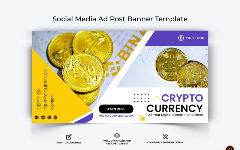 Cryptocurrency Facebook Ad Banner Design-22 - TemplateMonster