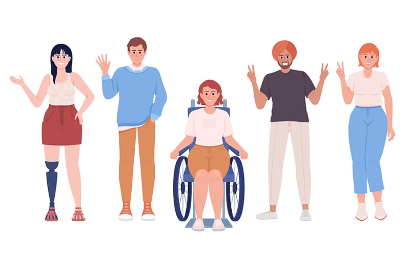 Diversity and inclusion semi flat color vector characters